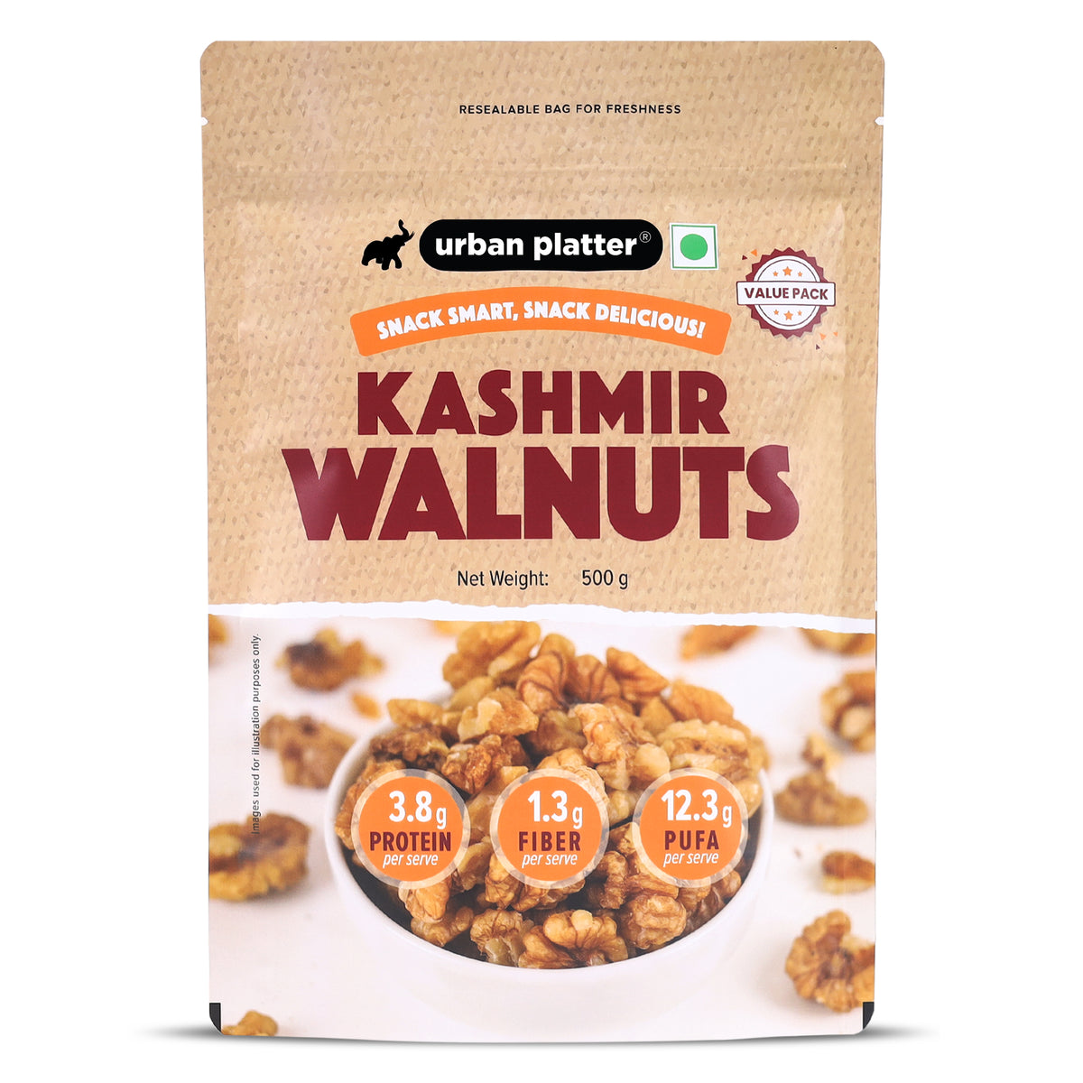 Urban Platter Kashmir Walnut Kernels, 500g (Shelled Halves | Akhrot Gi