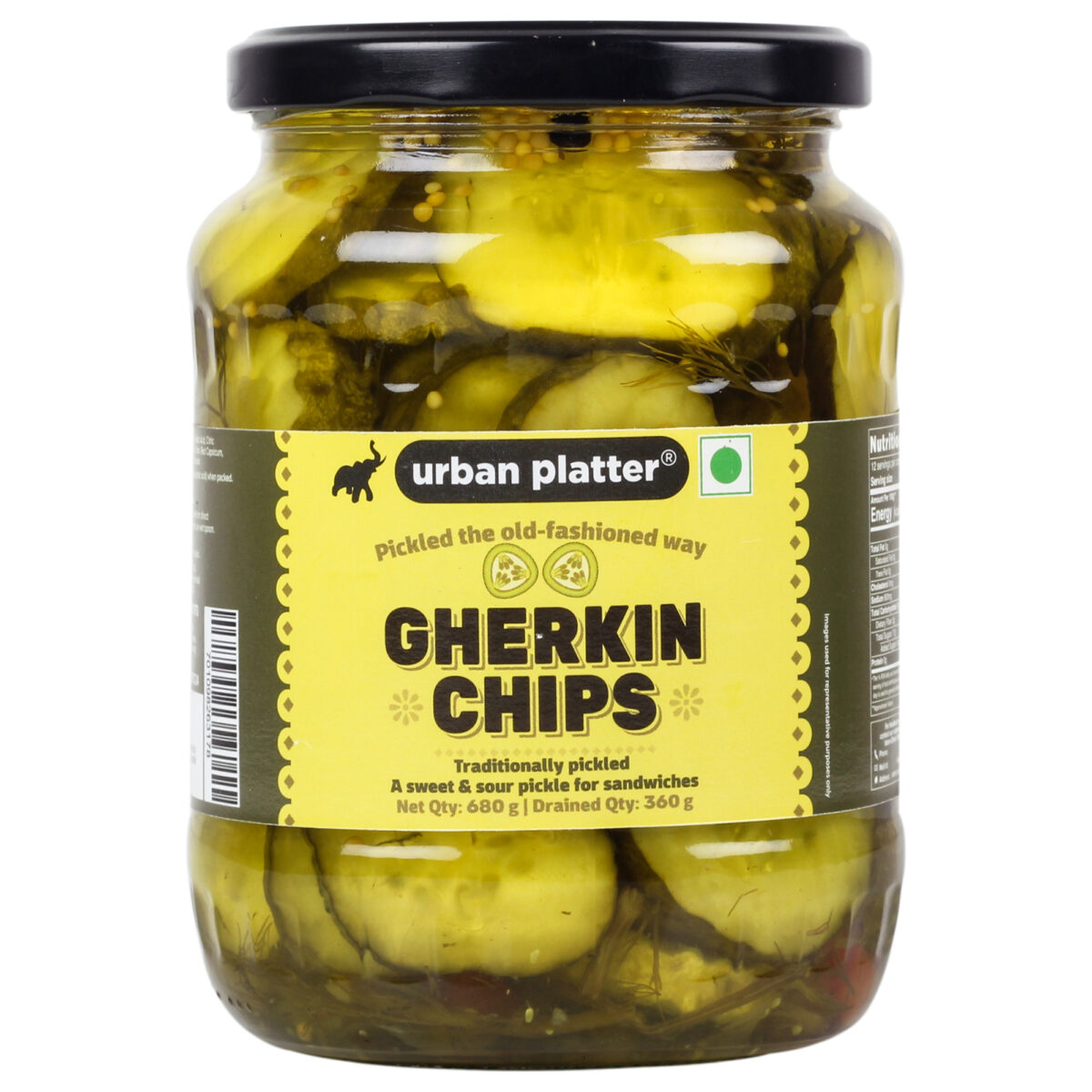 Urban Platter Gherkin Chips, 680g [ Tangy & Sweet. Perfect Topping for