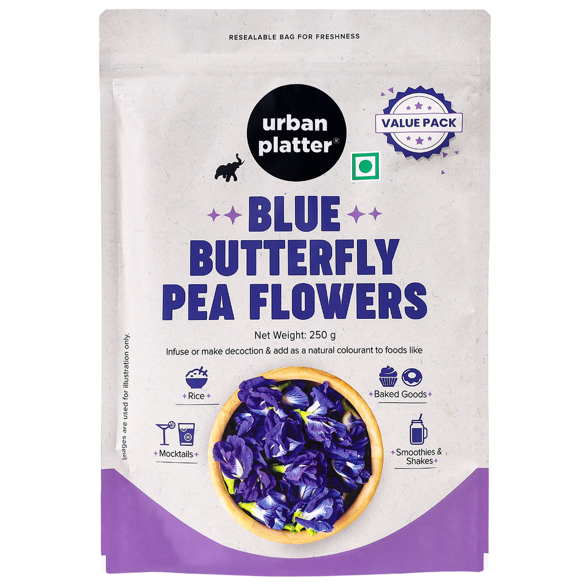 Blue Butterfly Pea Flower, 250g (Rich in Antioxidants | Add to teas ...