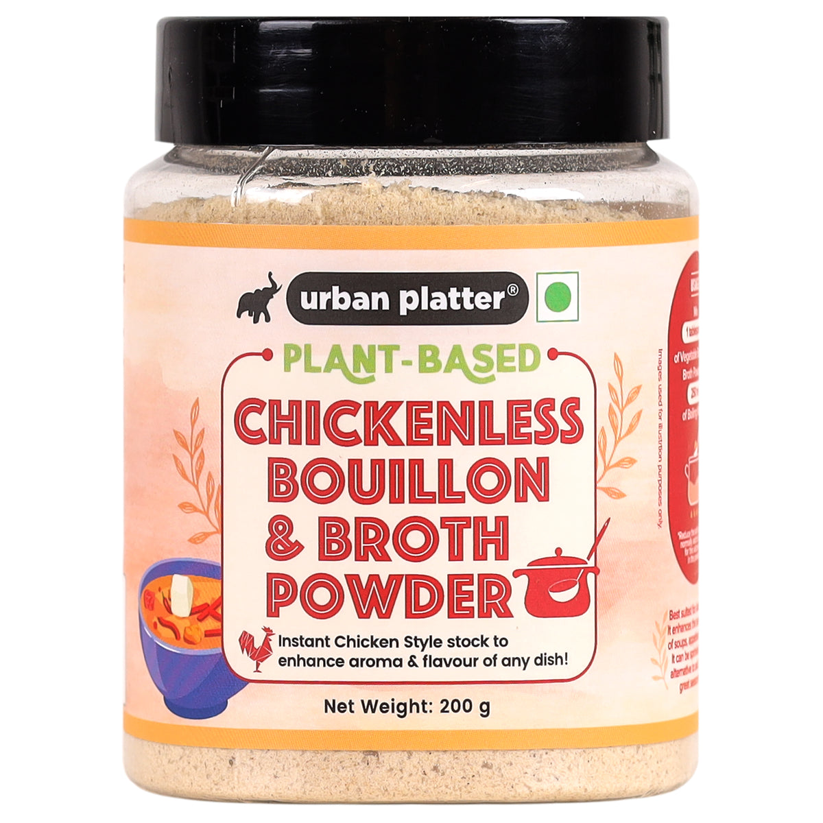 Vegan Chicken-less Bouillon & Broth Powder, 200g (Plant-Based | Instan ...