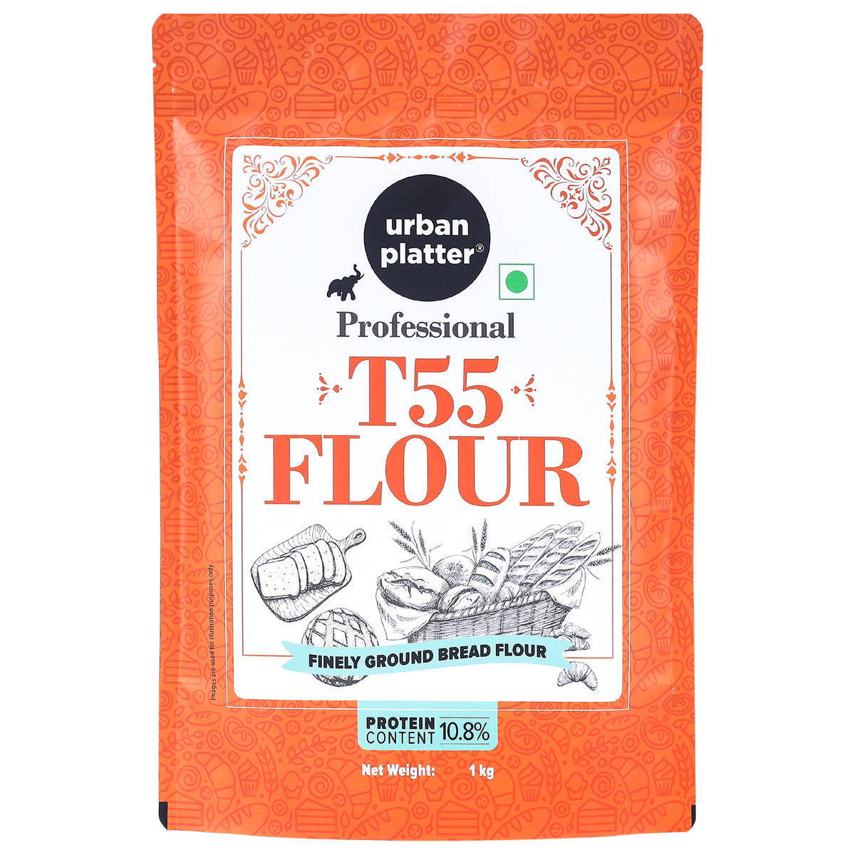 Urban Platter French T55 Fine Wheat Bread Flour, 1Kg / 35.2oz [Farine