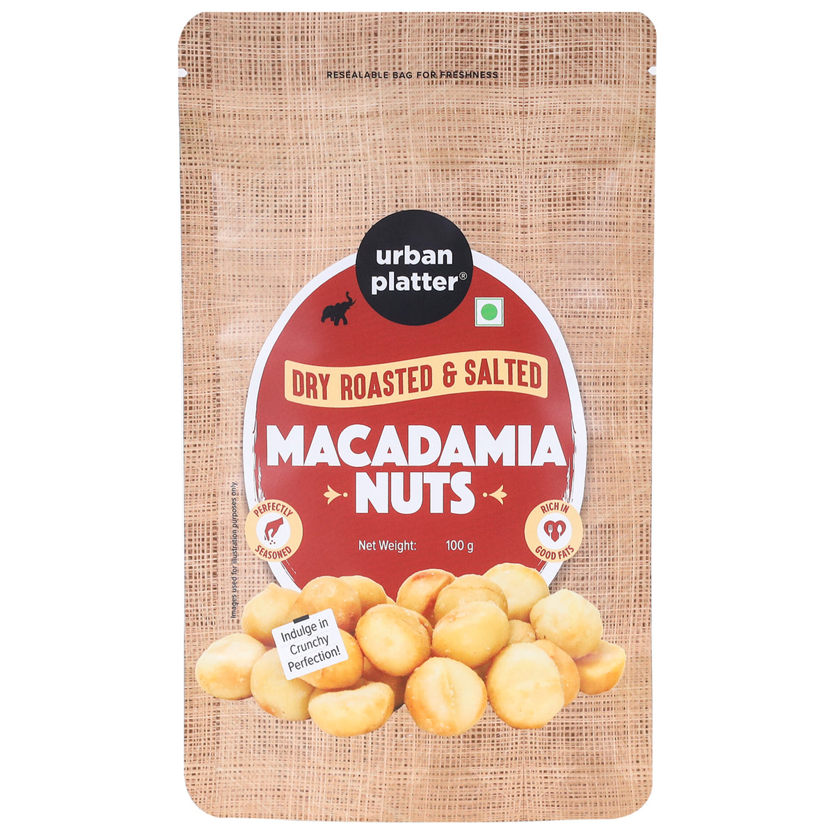Urban Platter Roasted Salted Macadamia Nuts, 100g (Crunchy | Guilt-Fre
