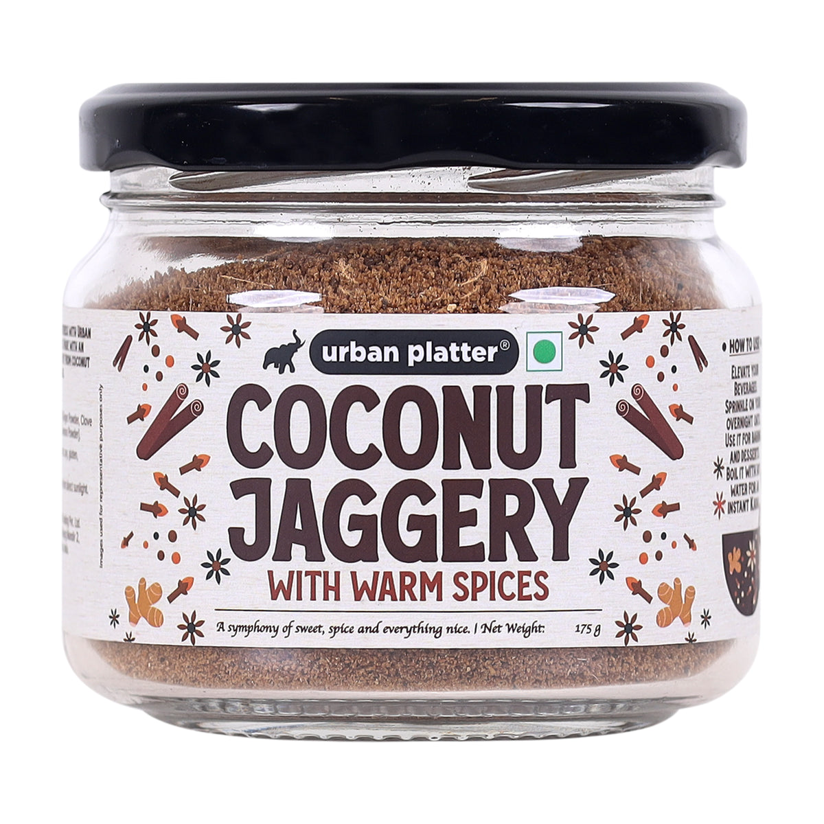 Urban Platter Coconut Jaggery With Warm Spices , 175g [Deep & Rich Swe