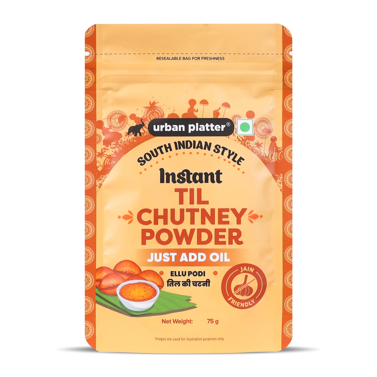 Urban Platter South Indian Style Instant Til Chutney Powder, 75g (Ellu