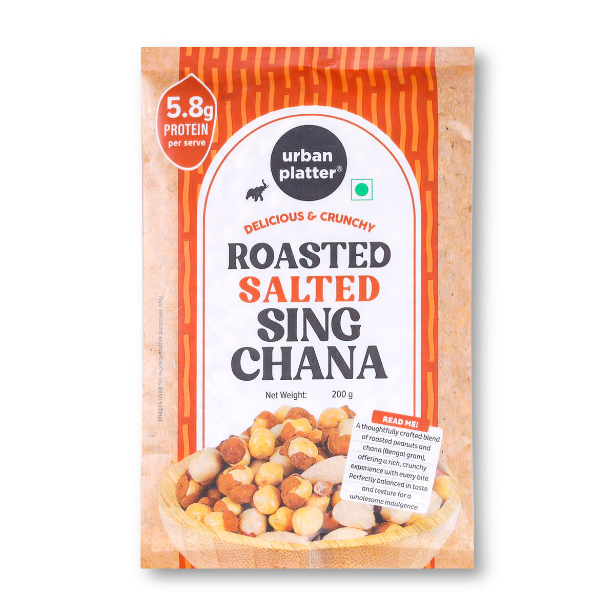 Roasted Salted Sing Chana, 200g (The OG Indian Protein-rich Healthy Sn ...